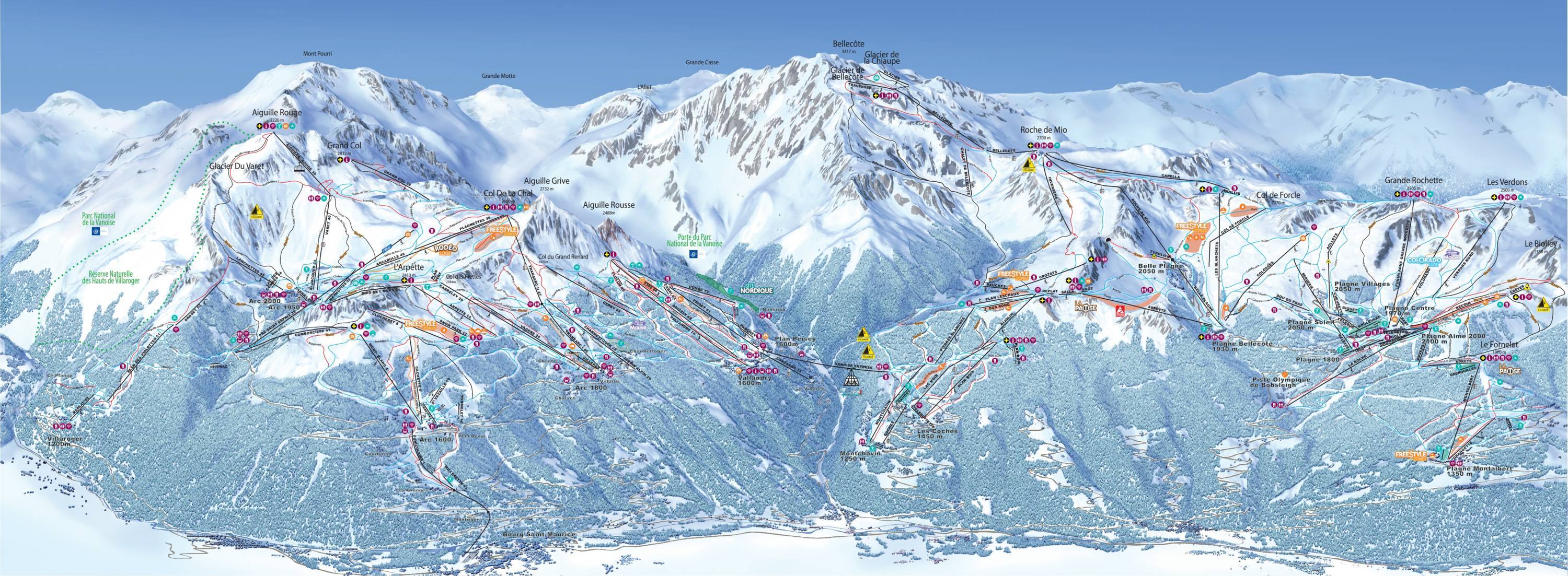 Plan des pistes La Plagne (Paradiski)
