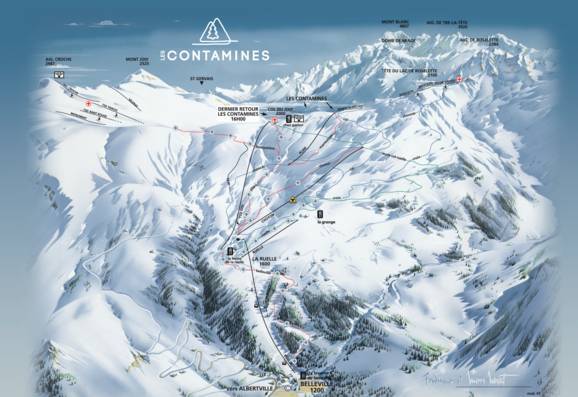 Plan des pistes Les Contamines/Hauteluce